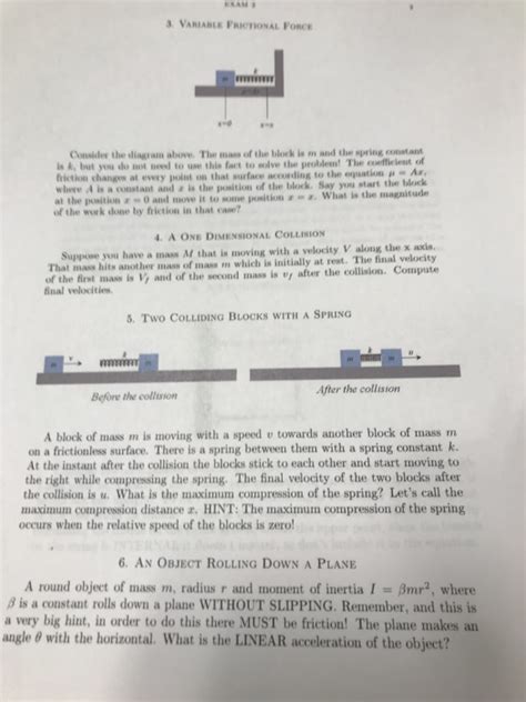 Solved 3 Variable Fictional Force Consider The Diagram
