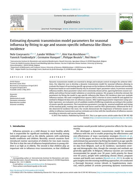 Solution Estimating Dynamic Transmission Model Parameters For Seasonal Influenza By Fitting To