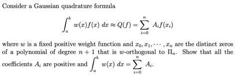 Consider A Gaussian Quadrature Formula N 1°