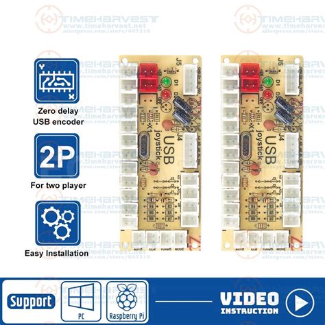 Player Raspberry Zero Delay Encoder Kit Arcade LED Illuminated Button