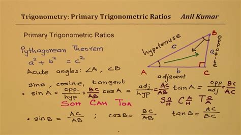Primary Trigonometric Ratios For Acute Angles In Right Triangle YouTube