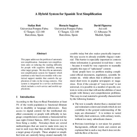 A Hybrid System For Spanish Text Simplification Acl Anthology