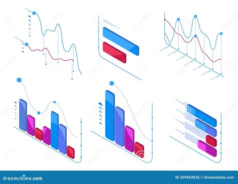 Isometric Data Analysis Charts Statistic Diagram 3d Futuristic Chart Elements Infographic