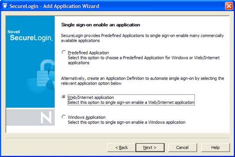 Novell Doc Novell Securelogin 61 Sp1 User Guide Using The Add Application Wizard To Enable