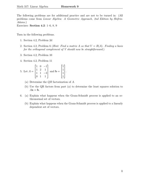 Math 317 Linear Algebra Homework 9