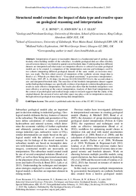 Pdf Structural Model Creation The Impact Of Data Type And Creative Space On Geological