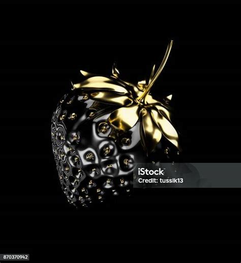 3d 그림의 검정 및 금 딸기 블랙에 고립 0명에 대한 스톡 사진 및 기타 이미지 0명 과일 금 금속 Istock