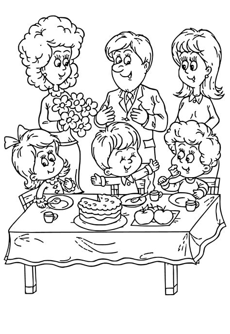 Desen Familie Celebrare De Colorat Imprimabilă Gratuită Foaie Planșetă și Imagine Pentru
