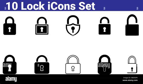 10 Lock Icons Set Padlock Shield Lock Security Symbol Stock Vector Image And Art Alamy