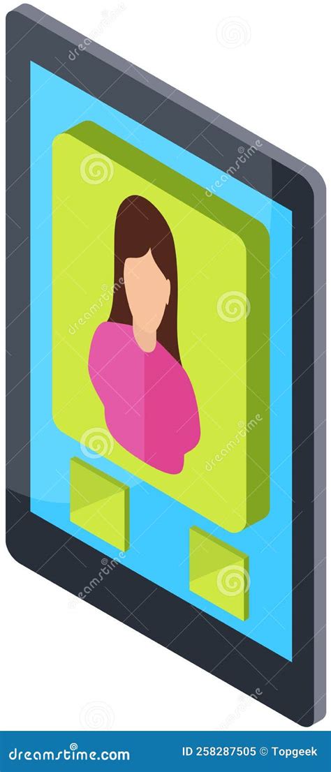 Female Character Uses Smartphone To Call Girl Chatting In Messenger