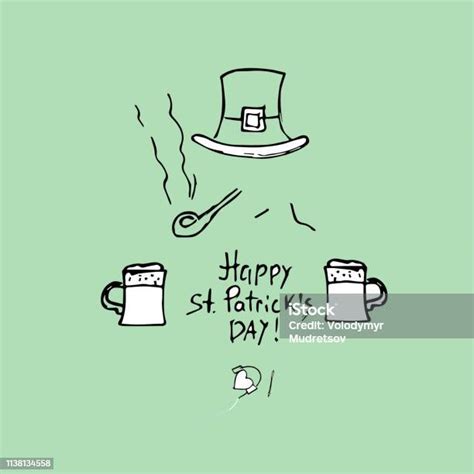 해피 세인트 패트릭 데이 포스터입니다 녹색의 요정 모자 맥주와 레터링 0명에 대한 스톡 벡터 아트 및 기타 이미지 0명 St Patricks Day 계절 Istock