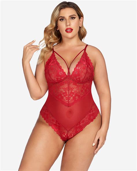 Plus Size Lace Snap Crotch Bodysuits Avidlove
