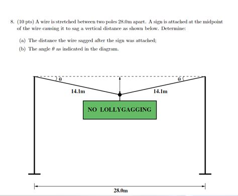 Solved Pts A Wire Is Stretched Between Two Poles Chegg