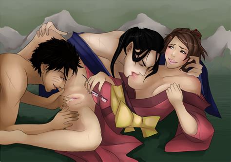 Rule 34 Breasts Female Fuu Glasses Jin Samurai Champloo Licking Nipples Long Hair Male Mmf