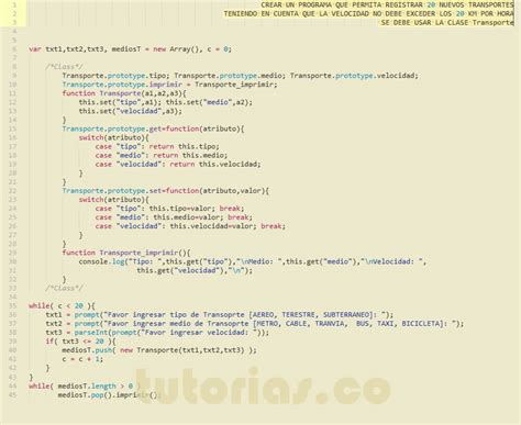POO Javascript Aplicacion Clase Transporte Tutorias Co