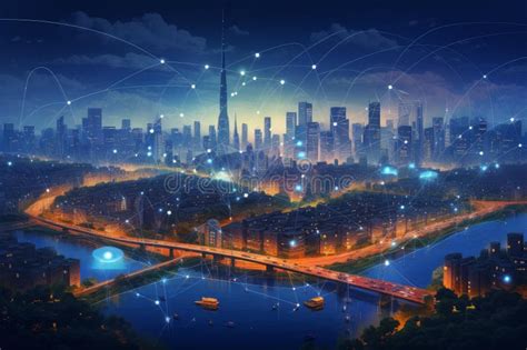 Efficient Smart City Ai Network Digital Generate Ai Stock Image Image Of Electronics Display