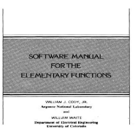 خرید و قیمت دانلود کتاب Software Manual For The Elementary Functions ترب