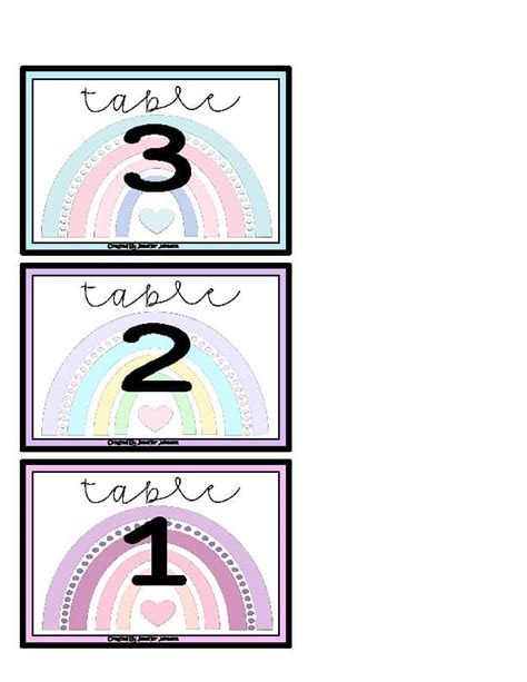 Pastel Rainbow Table Group Numbers Classroom Decor And Signs Tpt
