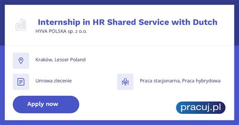 Oferta Pracy Internship In Hr Shared Service With Dutch Hyva Polska Sp