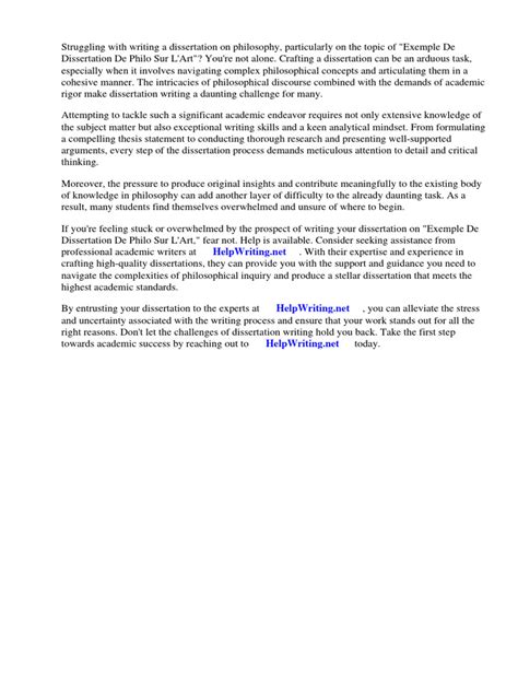Exemple De Dissertation De Philo Sur Lart Pdf Thesis Expert