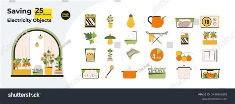 Conserving Energy Household 2d Linear Cartoon Stock Vector Royalty Free 2430651805 Shutterstock