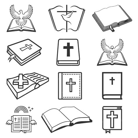 벡터 성경 아이콘 디자인 프리미엄 벡터