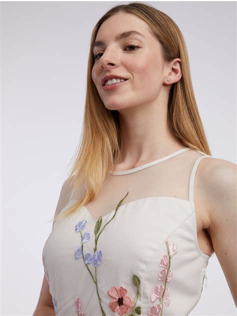 Бяла дамска рокля на цветя до коляното Orsay Bg Официален електронен магазин на