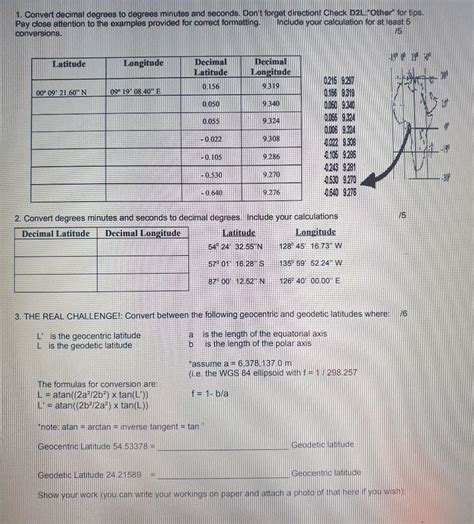 Solved 1 Convert Decimal Degrees To Degrees Minutes And Chegg Com