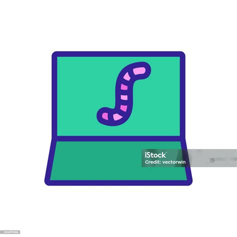 웜 바이러스는 랩톱 벡터 아이콘입니다 격리된 등고선 기호 그림 스파이웨어에 대한 스톡 벡터 아트 및 기타 이미지 스파이웨어 컴퓨터 바이러스 날씬한 Istock