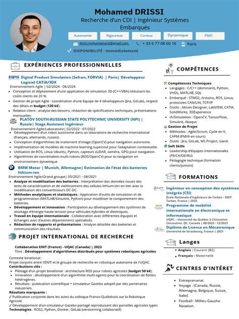 Ingénieur En Systèmes Embarqués Et Robotique Pdf Informatique