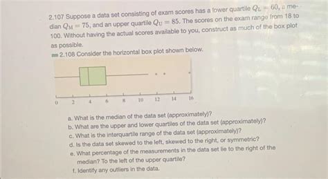 Solved 2 107 Suppose A Data Set Consisting Of Exam Scores Chegg Com