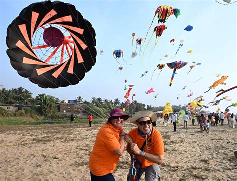 Variety Of Kites Adorn The Sky At Tannirbhavi Beach As Mangaluru