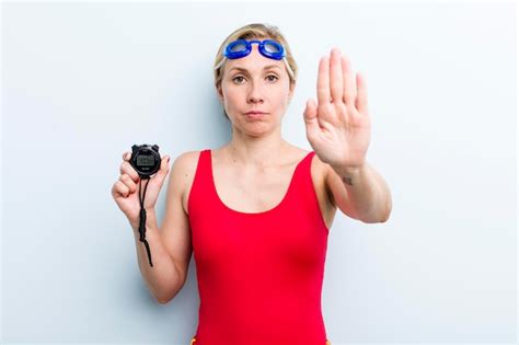 Premium Photo Young Adult Blonde Woman Swimmer And Summer Concept