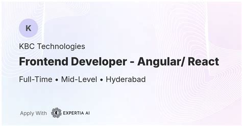 Frontend Developer Angular React Job Hyderabad Mid Level