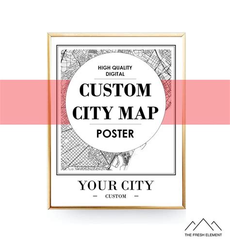 Custom Map Print Instant Download Custom City Map Printable Map Custom