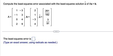 Solved Compute The Least Squares Error Associated With The Chegg Com