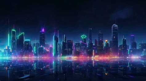 Premium Photo A City With Neon Lights And A Neon Sign That Says