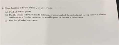 Solved 2 Given Function Of Two Variables Fxy Ecosy
