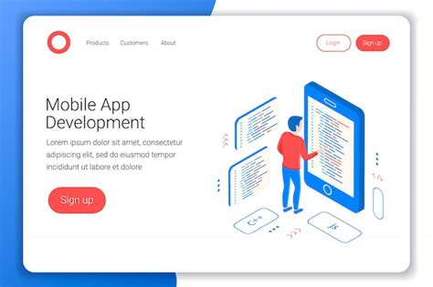 Premium Vector Mobile App Development Concept Programmer Writes The Code On The Smartphone