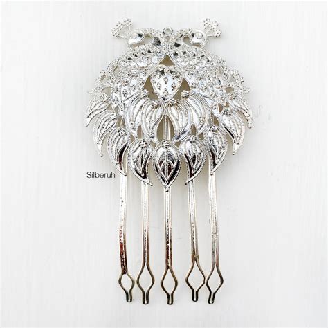 Peacock Silver Hair Pin Silberuh