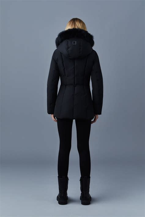 Mackage Adali Down Coat With Blue Fox Fur Signature Mackage Collar