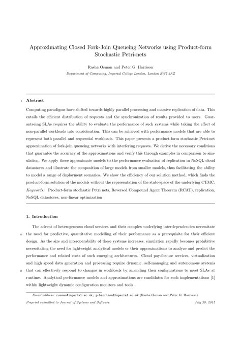 Pdf Approximating Closed Fork Join Queueing Networks Using Product
