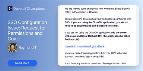 Sso Configuration Issue Request For Permissions And Guide Dovetail Champions