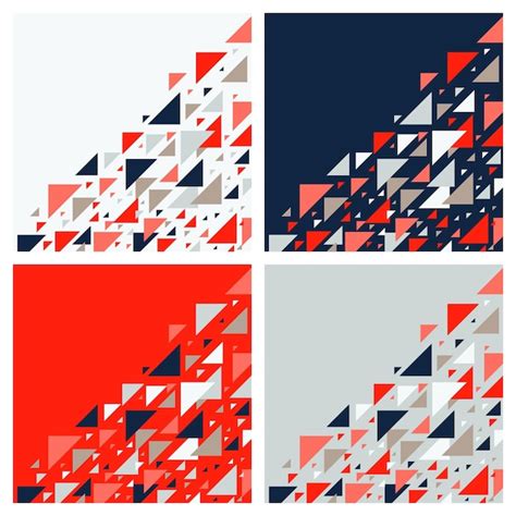 Premium Vector Set Of Four Abstract Geometric Backgrounds Multicolor Triangles Mosaic Pattern