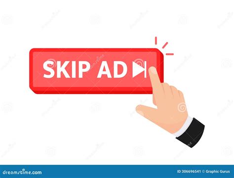 Hand Pressing A Skip Ad Button Commonly Seen On Video Platforms Stock