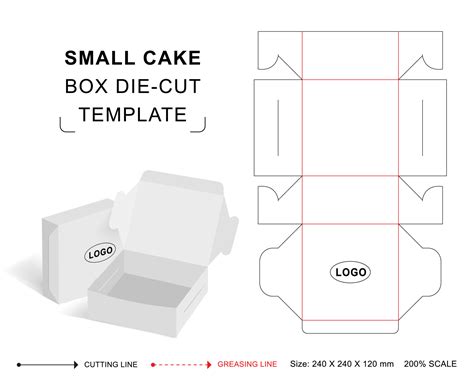 Cake Box Die Cut Template Small Cake Box Keyline 22133232 Vector Art At Vecteezy