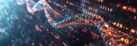 A 3d Representation Showcases A Vibrant Dna Strand Combined With Data