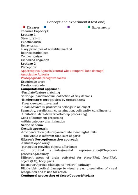 Test 1 Lecture Notes Summary Concept And Experimentstest One Diseases Experiments Theories