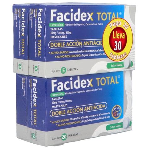Facidex Total 10 Mg165 Mg800 Mg 20 Tabletas Masticables 10 Tabletas
