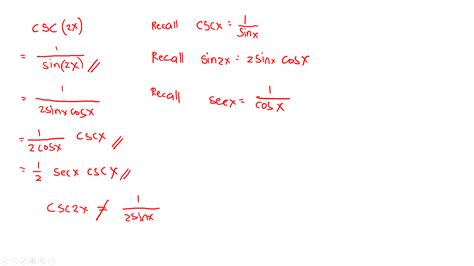 Solved Which Expression Is Not Equivalent To Csc 2x 1sin2x